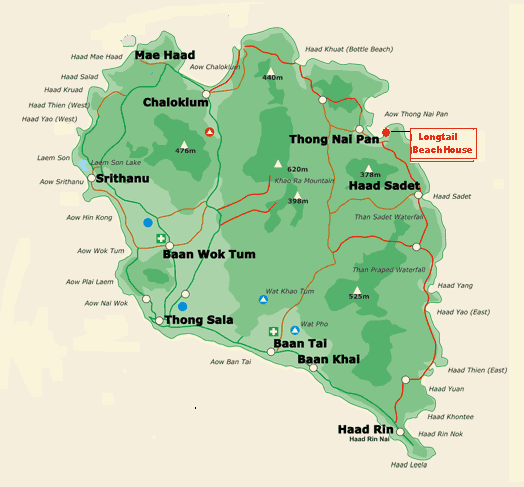 Longtail Beach House Thailand: *MAP KOH PHANGAN ISLAND